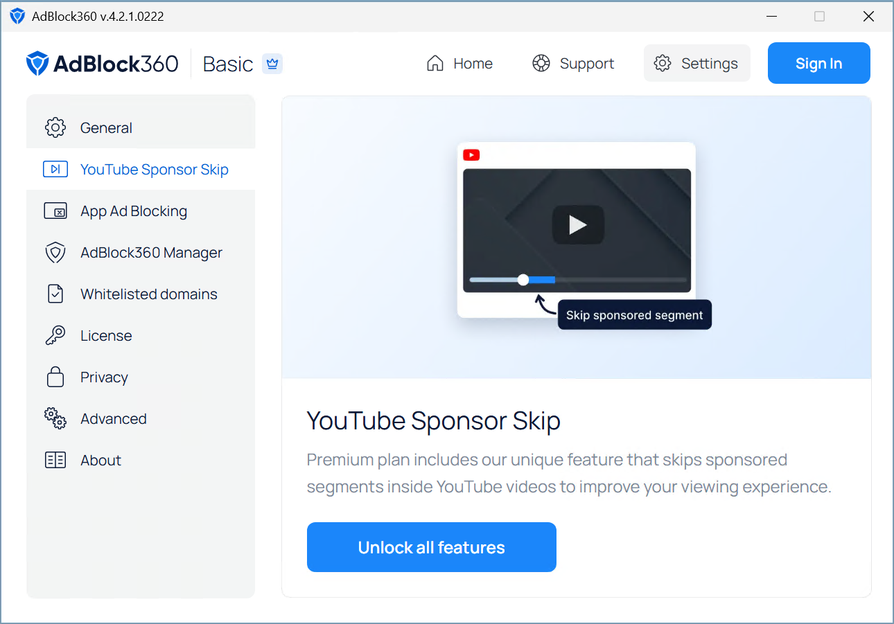 YouTube Sponsor Skip – AdBlock360 Support